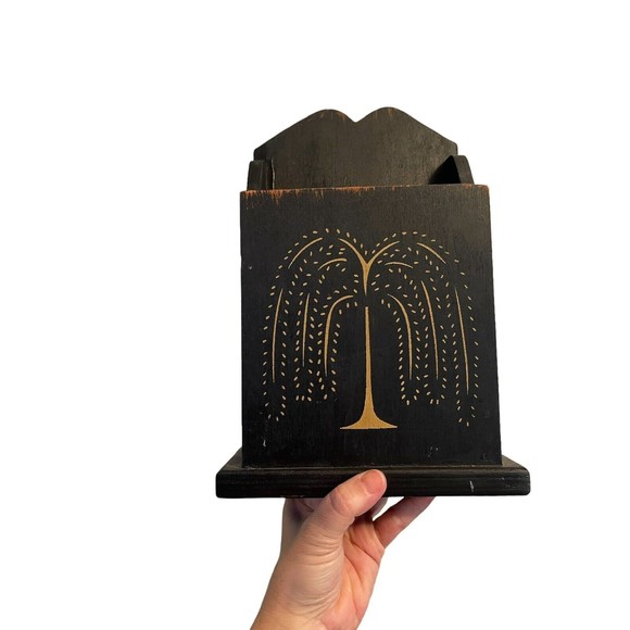 Accents | Distressed Hand Painted Wood Letter Box Weeping Willow ...